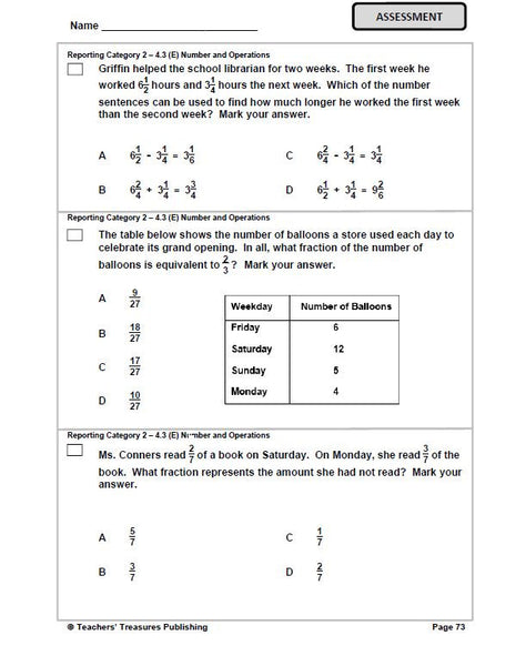 4th Grade STAAR Math Test Prep - TeachersTreasures.com | Teachers ...