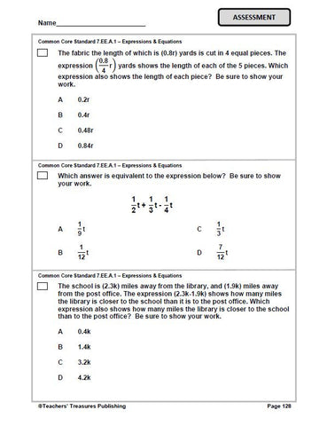 7th Grade Rhode Island Common Core Math - TeachersTreasures.com ...