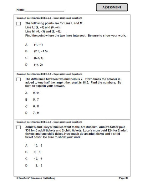 8th Grade North Dakota Common Core Math - TeachersTreasures.com ...