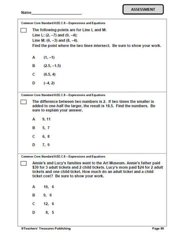 8th Grade North Carolina Common Core Math - TeachersTreasures.com ...