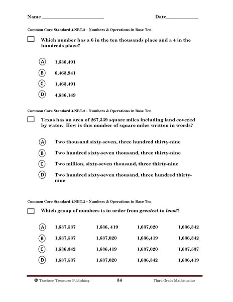4th Grade Oregon Common Core Math - TeachersTreasures.com | Teachers ...