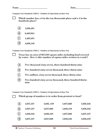 4th Grade Ohio Common Core Math - TeachersTreasures.com | Teachers ...