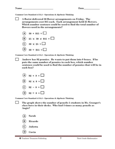 4th Grade Delaware Common Core Math - TeachersTreasures.com | Teachers ...