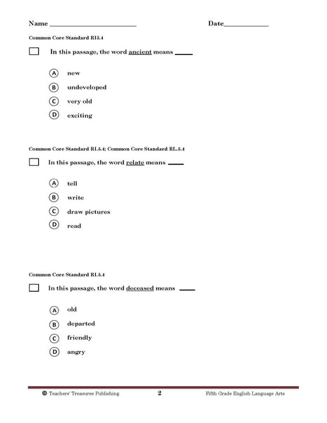 5th Grade North Carolina Common Core ELA - TeachersTreasures.com ...